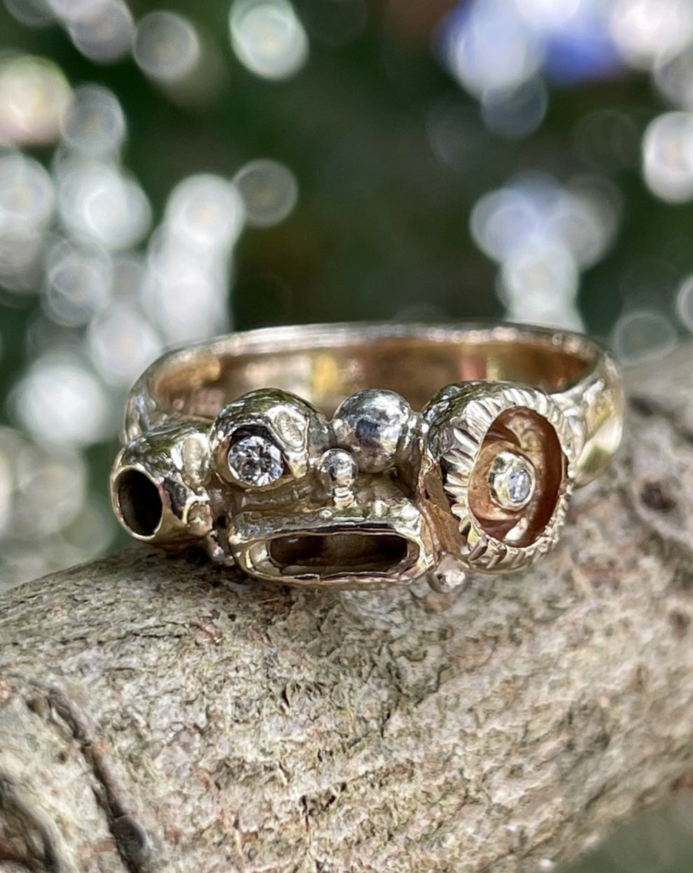 9ct Yellow gold and diamond coral reef ring – Juela Mogo