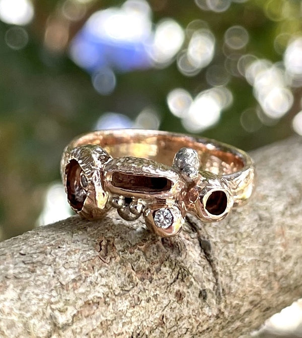 9ct Rose gold and diamond coral reef ring – Juela Mogo